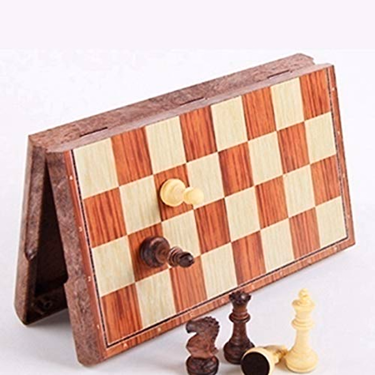 Chess Set Magnetic Board Tournament Travel Portable Chess Set New Chess Folded Board International Magnetic Chess Set Playing Gift Chess Game Board Set (Color : Brown)