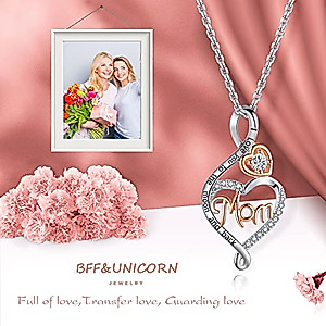 BFF&UNICORN Gifts for Mom,Sterling Silver Heart Infinity Mom Necklaces for Women,Birthday Mothers Day Jewelry Gifts for Mom from Daughter Son