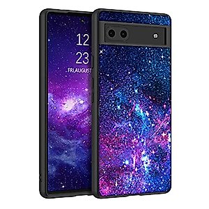 BENTOBEN Pixel 6a Case, Slim Fit Glow in The Dark Hybrid Hard PC Soft TPU Bumper Drop Protective Girls Women Boy Men Phone Cases Cover for Google Pixel 6a 6.1", Nebula/Galaxy