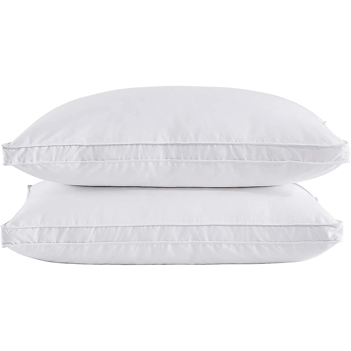 puredown® Goose Feather Down Pillow Gusseted Bed Pillows for Sleeping 100% Cotton Shell Set of 2 Standard Size