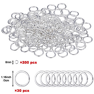 Hicarer 259 Pieces Inspirational Motivational Keychains Charms Bulk Keychains Inspirational Words Charms with Open Jump Rings Key Rings for Various DIY Necklaces, Bracelets