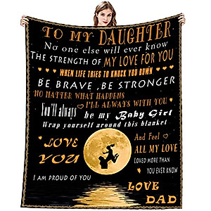 JERHTUO to My Daughter Blanket from Dad Love Letter Personalized Flannel Throw Blanket Daughter Birthday Christmas Thanksgiving Valentines Gifts for Daughters