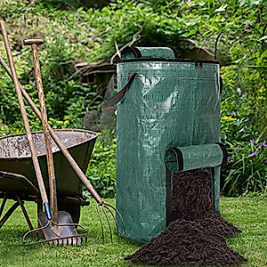 Pilntons 2 Pack 30 Gallon Garden Composting Bags Reusable Lawn Leaf Bags Heavy Duty Yard Waste Bags with Zipper Lid and Handles Compost Bins Outdoor Container for Clean Up Debris Grass Clippings
