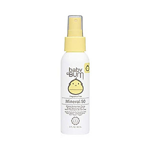 Sun Bum Baby Bum SPF 50 Sunscreen Spray | Mineral UVA/UVB Face and Body Protection for Sensitive Skin | Fragrance Free | Travel Size | 3 FL OZ