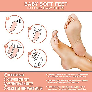 Hicream Foot Peel Mask- 2 Pairs of Regular Skin Exfoliating Foot mask For Cracked Heels, Dead Skin & Calluses , Removes & Repairs Rough Heels, Dry Toe Skin , Peach Scent