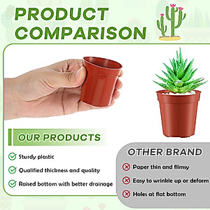 Yaomiao 200 Pcs 2 Inch Red Mini Plastic Plant Pot Nursery Seedling Pots Seed Starter with Drainage Holes for Indoor Outdoor Garden Succulent Plants Cuttings Transplanting
