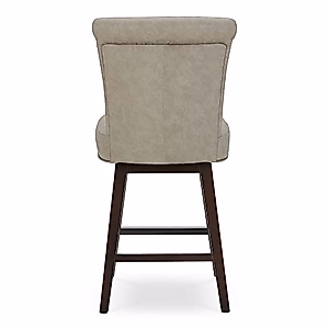 CHITA Modern 26" Counter Height Swivel Barstool Set of 2, Comfortable Faux Leather Swivel Stool, Stone Grey