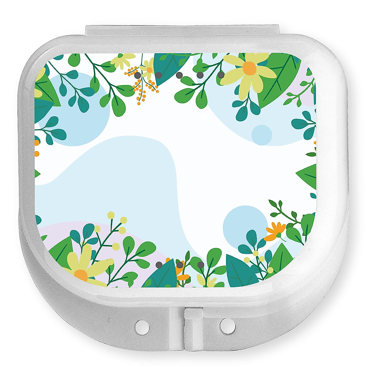 HOUSYLOVE Retainer Cases Cute, Retainer Holder Case 1 Pack, Aligner Case with Colorful Novelty Cute Patterns, Night Guard Case with Hand Drawn Colorful Floral Patterns (White)