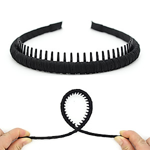 JOBAND 4pcs Hairbands for Women, Non-Slip Zig Zag Headbands, Adjustable Teeth Comb Hair Hoop, Daily Use, Yoga, Spa, Parties, Resin Cotton Blend