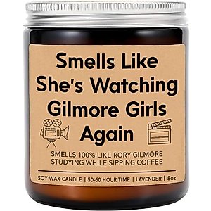 ATShop Smells Like She's Watching Gilmore-Girls Again Candle - Funny Watching Movies Candle - Movie Lovers Gifts Idea for Christmas- Birthday- Holiday - Gift for Fans - Lavender Scented Candle, 8oz