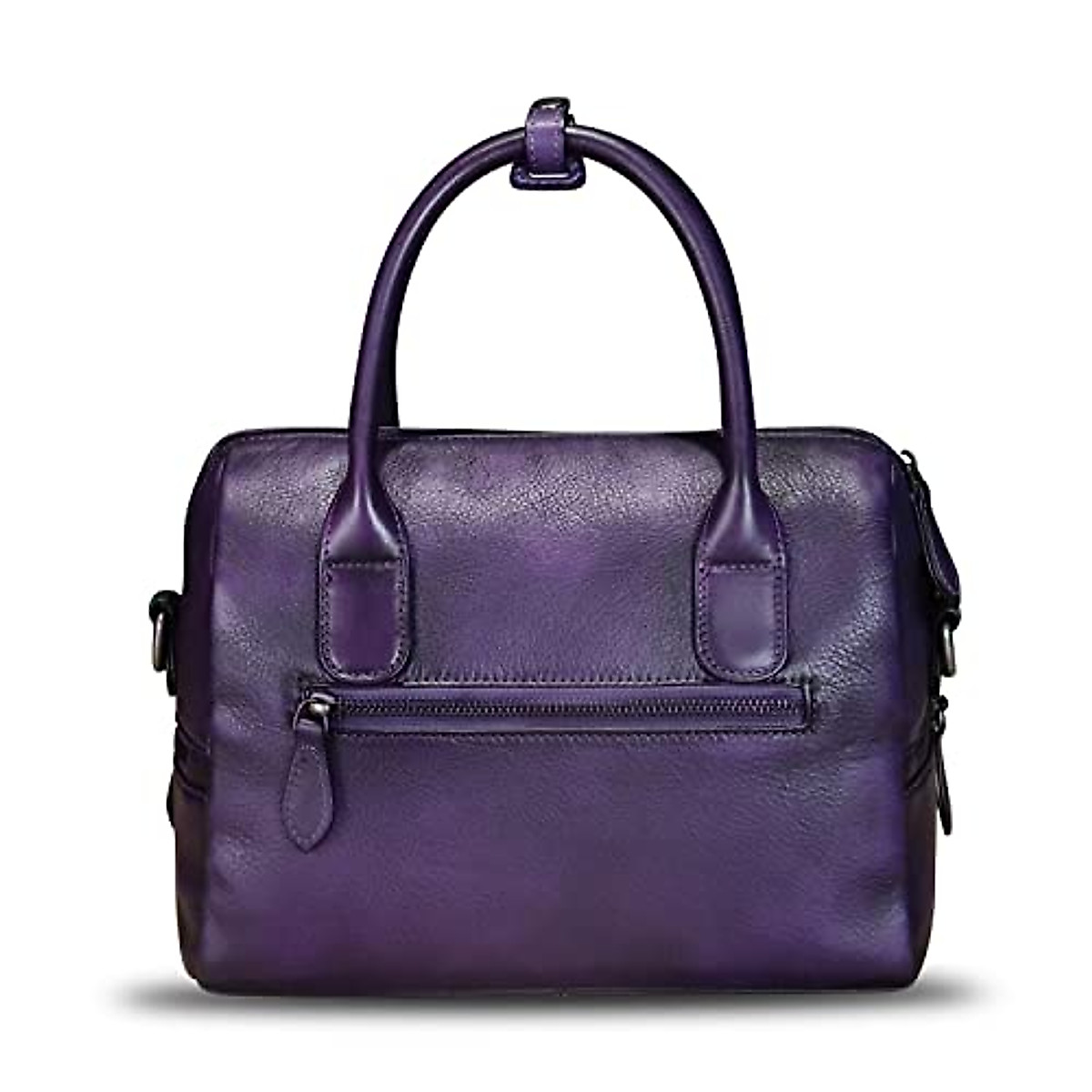 Genuine Leather Handbag for Women Satchel Top Handle Bags Handmade Vintage Crossbody Handbag Purse (Purple)