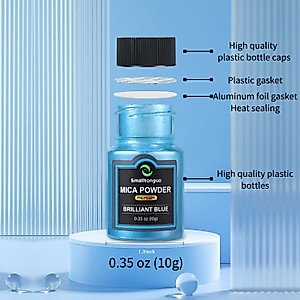 Smalltongue Mica Powder for Epoxy Resin, 72 Colors, 0.35 oz(10g) Bottles Mica Glitter Powder, Mica Pigment Powder for Lip Gloss, Soap Making, Bath Bomb, Art Crafts, Resin Dye, Nails