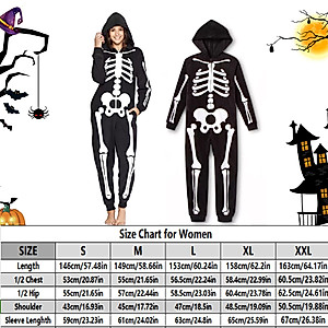 Jobakids Matching Family Costumes Sets Halloween One-Piece Hoodie Onsies Glow in Dark Skeleton Jumpsuit Women Medium (Women-black, M)