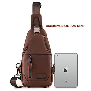 Shoulder Backpack Leather Men's Sling Bag Chest Pack Hiking Crossbody Purse Anti Theft