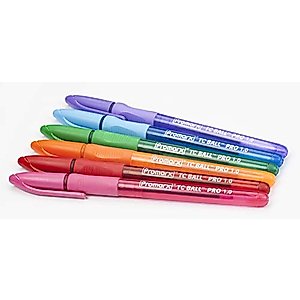 Promarx Tc Ball Pro Grip Fashion Ballpoint Pens, 1.0 mm, Assorted Colored Ink, 6-Count
