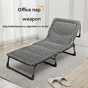 ABaippj Portable Folding Camping Bed Reclining Lounge Beach Garden Patio Recliner Chair Adjustable Bedchair with Pillow for Garden Camping Travel