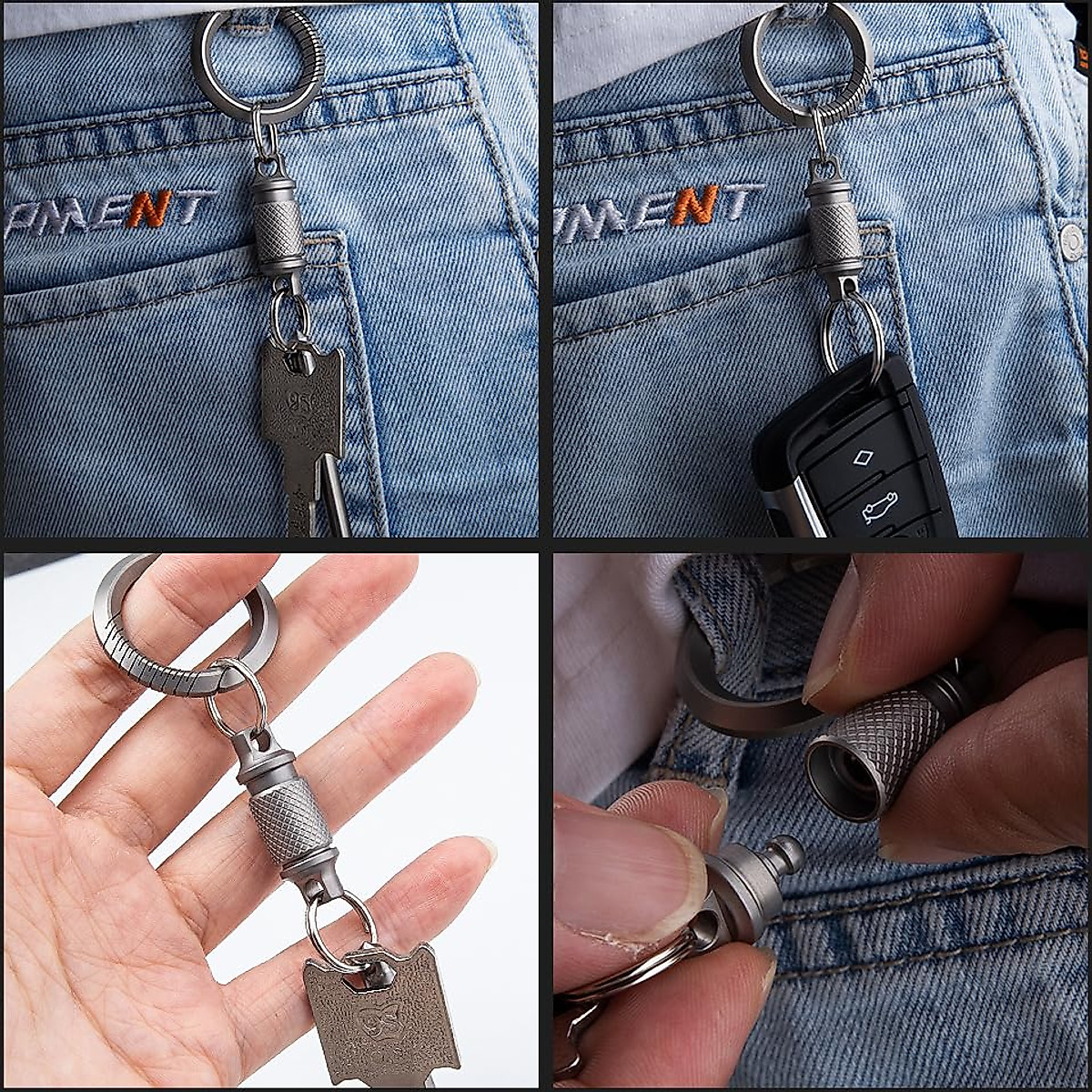 WARHERO Titanium Key Chains Clip For Car Keys Quick Release Detachable Keychain Clip Mini Pull Apart Key Rings Lightweight and Durable Design Key Organizer