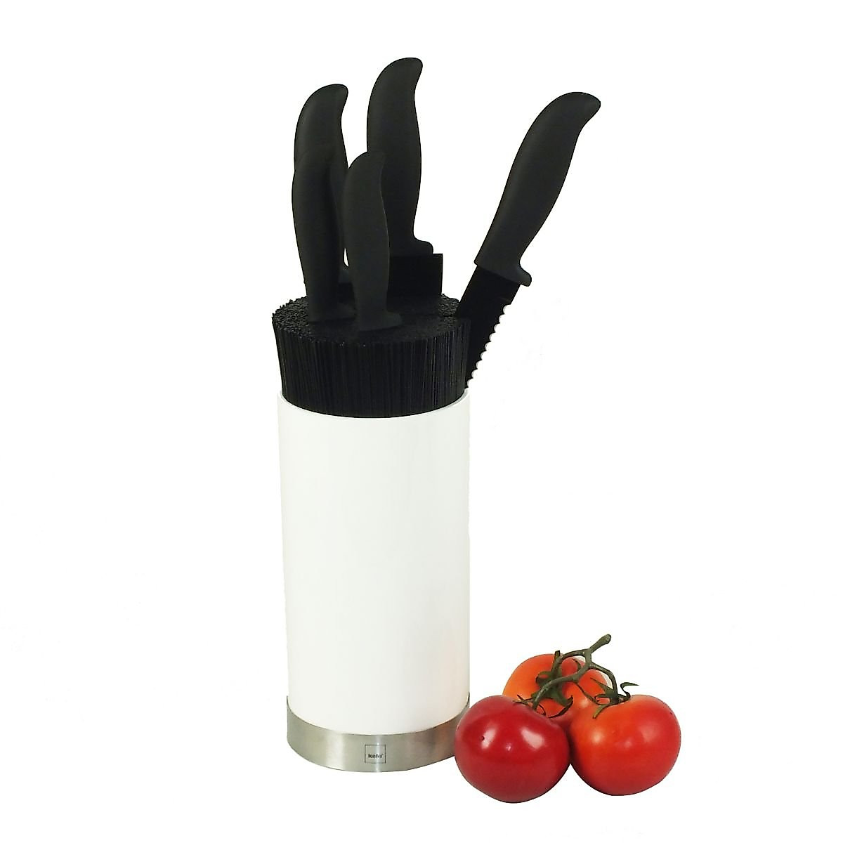 Kela Knife block Acida 6 pieces of PP plastic/steel in white, 34.5 x 11 x 11 cm