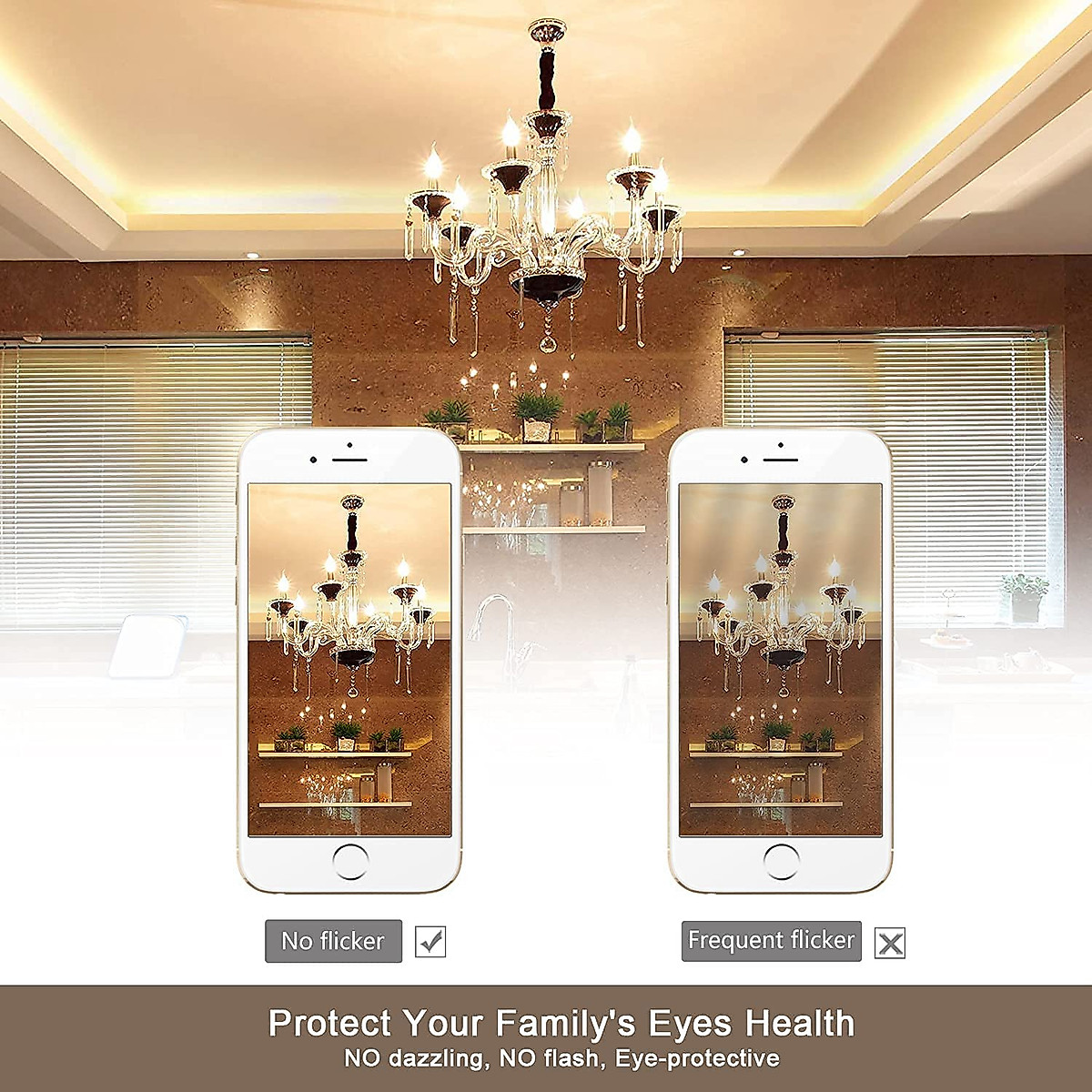 BORT C35/CA11 Chandelier led Light Bulbs, Dimmable 4W Equivalent to 40W LED Candelabra Bulbs, 2700K Warm White, E26 Standard Base LED Bulbs, Flame Tip (C35-E26-6 Pack)