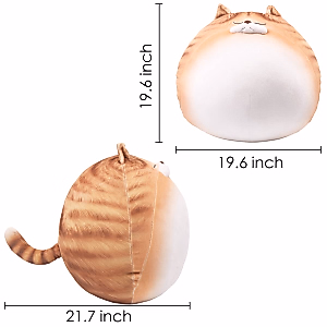 ARELUX 19.6In High Chubby Cat Plush Pillow, Cute Fat Kitty Cat Stuffed Animal Soft Kitten Adorable Hugging Pillow Anime Plushies,Funny Toy Birthday for Adults Friends