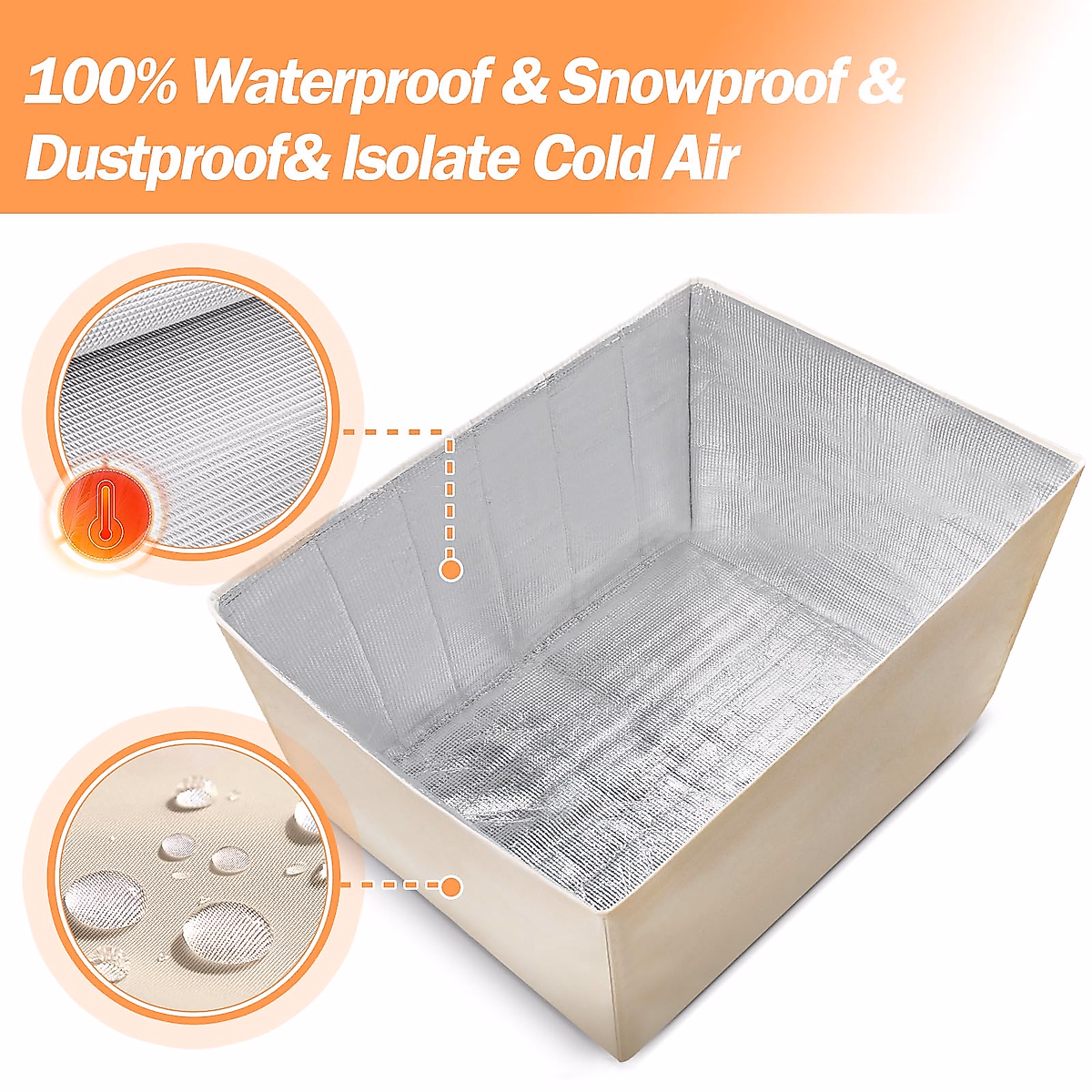 Window Air Conditioner Cover Outside Unit for Winter Insulation, Window AC Covers with 3 Layers Insulation, Waterproof & Dust-Proof Air Conditioner Covers for Window Units, 21"Lx15"Hx16"D - Beige