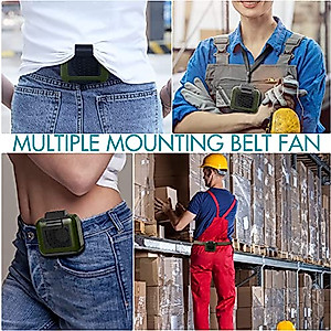 PANERGY Portable Waist Clip Fan with 6000mAh Rechargeable Battery,3 Speeds,Max.24H Working,Hand Free Waist Fan with Lanyard & Belt for Jobsite,Gardening,Fishing