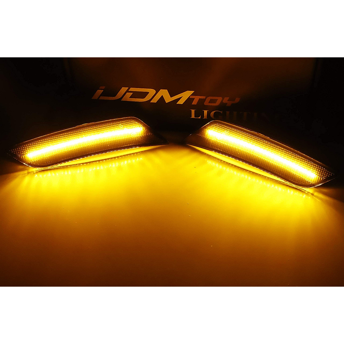 iJDMTOY Smoked Lens 27-SMD Amber Full LED Bumper Side Marker Light Kit Compatible With 2013-2014 Cadillac ATS, 2017-up Cadillac XT5; Compatible With 2019-up Chevy Blazer, Replace Amber Sidemarkers