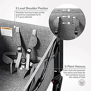 EVER ADVANCED Foldable into Bag Travel Wagon Stroller for 2 Kids & Cargo, Collapsible Toddler Wagon with Removable Canopy, Adjustable 5-Point Harness, Lightweight Carry-on Stroller for Airplane Grey