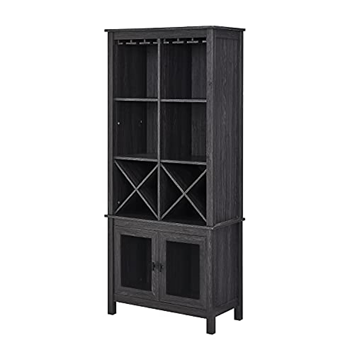 Home Source 72" Wood Exquisite Bar Wine Cabinet with Storage,Liquor Cabinet with Removable Wine Racks,Bookcase,Kitchen Pantry Storage Cabinet for Kitchen,Dining Room, Living Room,Espresso