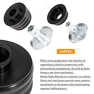 Black KF04060BK Body Mount Bushing Kit Fits for 2008-2016 Ford F250 F350 Super Duty 2WD 4WD Polyurethane Body Cab Mounts & Steel Sleeves & Hardware（60PCS）