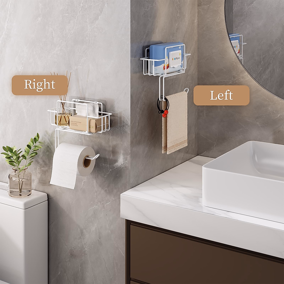 X-cosrack Toilet Paper Holder with Shelf, Wall Mount/Adhesive Matte White Toilet Paper Holder, Wipes Dispenser for Bathroom, Metal Bathroom Toilet Paper Holder for Kitchen, Bedroom