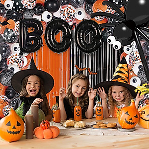 AIBIIN 116pcs Halloween Balloon Garland Arch Kit Halloween Party Balloons Halloween Balloons Decorations Orange Black Foil Fringe Curtain Halloween Boo Birthday Baby Shower Backdrop Balloon Kit
