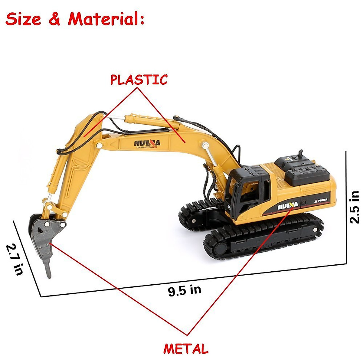 Gemini&Genius Drill Excavator Construction Site Vehicle Toys 1:50 Scale Diecast Digger and Driller Engineering Dump Truck Collectible Toys for Kids and Decoration for House (Demolition Machine)