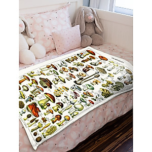 Avalokitesvara Vintage Edible Mushroom Flannel Blanket Super Soft and Warm for Bed Couch Sofa 60x50 Inch for Teen Blanket