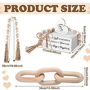 Thyle Boho Decorative Books for Home Decor Include Farmhouse Decorative Books Wood Bead Garland with Tassel Chain Link Rustic Faux Books Stack Heart Sign for Living Room Bookshelf Coffee Table
