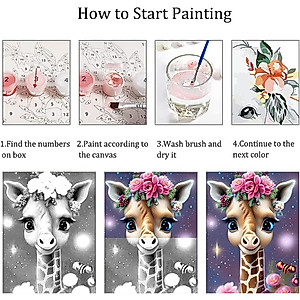 GemZono Paint by Numbers Kit for Adults,Personalized Painting Art Giraffe DIY Paint by Numbers Painting for Beginners for Home Wall Painting Decor Gift 11.8 x 15.8 inch