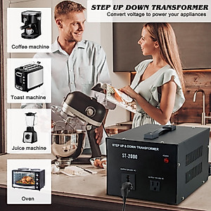 2000 Watt Step Up/Down 110V/220V Voltage Converter Transformer with Circuit Breaker Protection