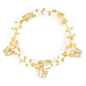 Cosydays Elastic Waist Bead Belly Chain Butterfly Body Beaded African Belly Beads Accessories for Women