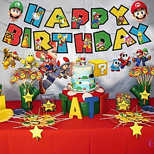 Cartoon Happy Birthday Banner for Cartoon Birthday Decorations Party Supplies Banner for Kids Cartoon Party Supplies