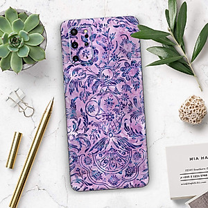 DesignSkinz Purple Damask Watercolor Pattern Protective Vinyl Decal Wrap Skin Cover Compatible with The Samsung Galaxy S20 (Screen Trim & Back Glass Skin)