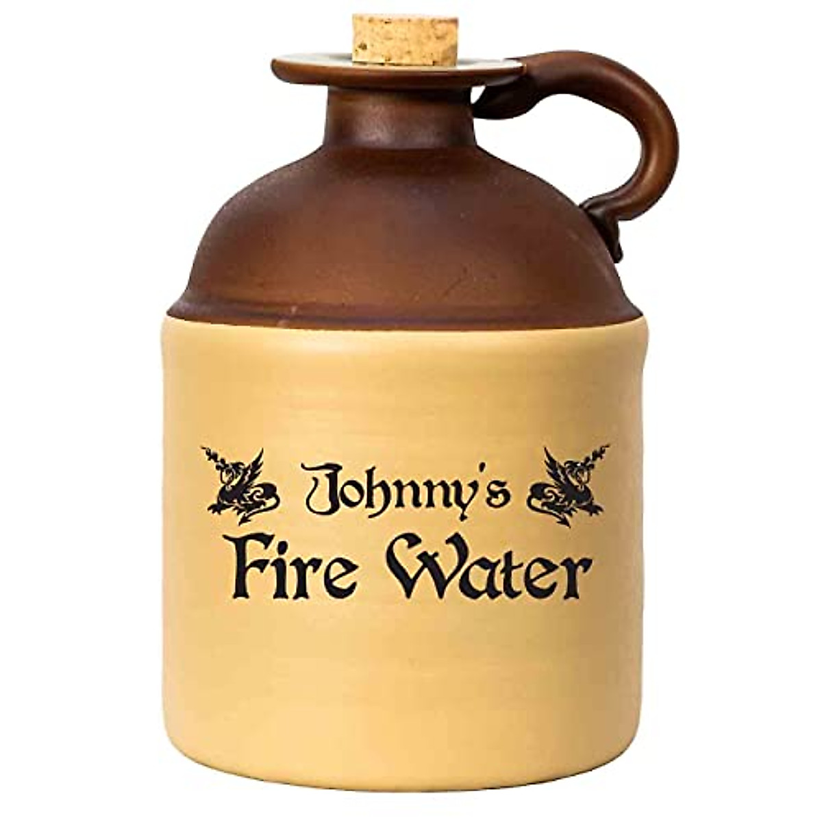 Thousand Oaks Barrel Co. Personalized Glass Moonshine Jug 750ml (0.2 gallon) - Traditional Style Engraved Glass Liquor Decanter Bottle with Cork Stopper and Finger Ring, Ideal for XXX Moonshiner (MJ1)