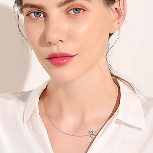 SOULMEET Sterling Silver Sideways Lotus Necklace for Mom Daughter with Inspirational Quote on Gift Card, Dainty Inspirational Gifts for Women