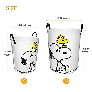 SdnOkpj Sn-oopy laundry basket, durable handle, waterproof round storage basket, suitable for bathroom and bedroom Medium