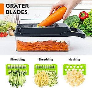Vegetable Chopper, Pro Onion Chopper, 14 in 1Multifunctional Food Chopper, Kitchen Vegetable Slicer Dicer Cutter,Veggie Chopper With 8 Blades,Carrot and Garlic Chopper With Container (Grey)…