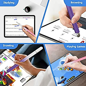 Stylus Pens for Touch Screens, 2 in 1 Stylus Pen for iPad with Precision Disc & Fiber Tip, Capacitive Stylus with Magnetic Cap, Compatible with All Touch Devices (2 Pcs) (Purple/Pink)