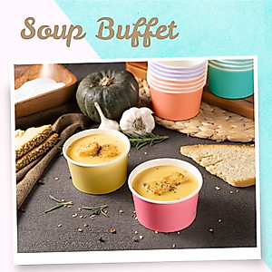 MATICAN Paper Ice Cream Cups, 50-Pack 5.5-oz Disposable Dessert Bowls for Hot and Cold, 5.5-ounce, 5 Pastel Colors