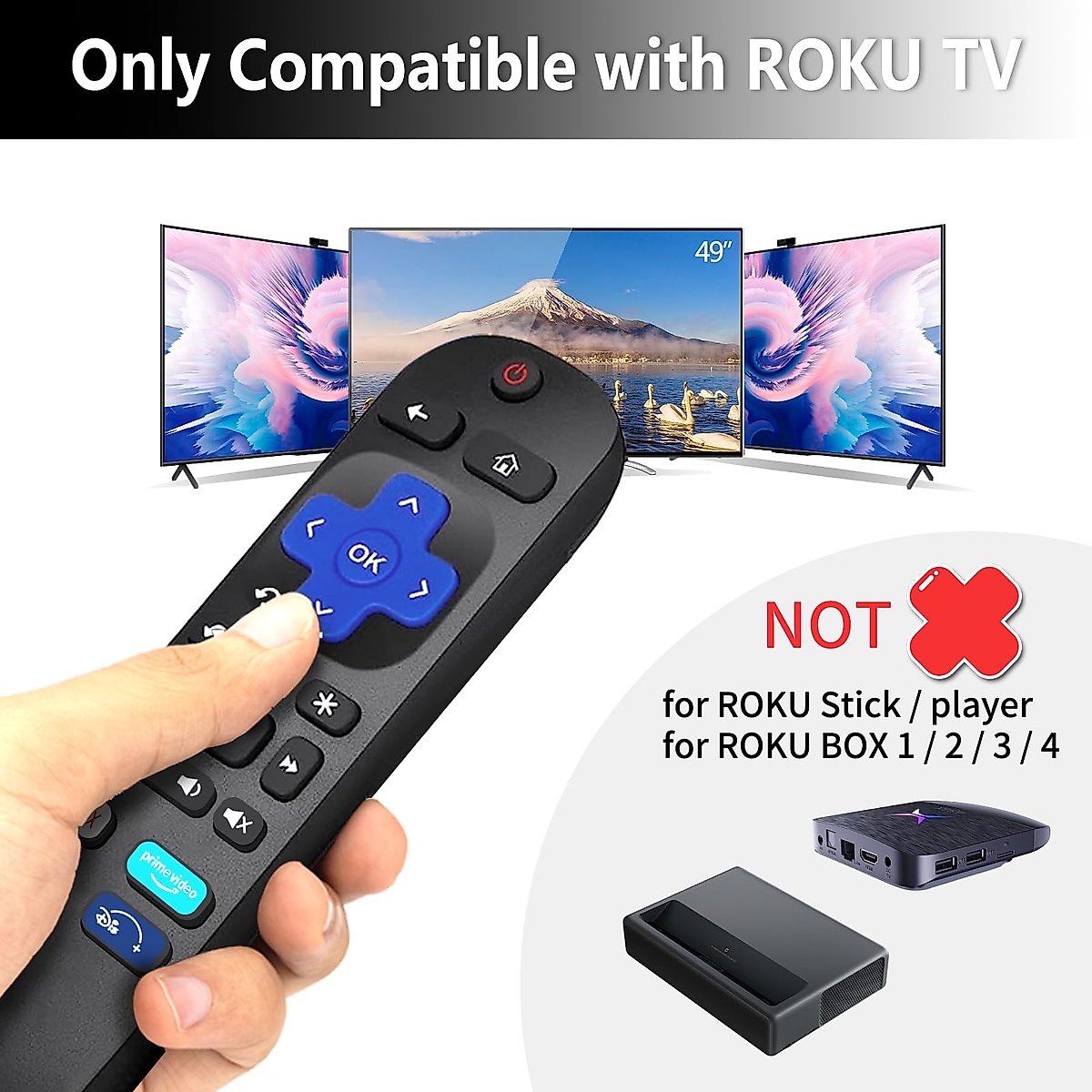 EFGWXYZ (Pack of 2) Replaced TV Remote Only for Rku- TV, Compatible with TCL Rku-/Hisense Rku-/Onn Rku-/Insignia Rku- Series Smart TVs.【Not for Rku- Stick and Box】 R-heng-02