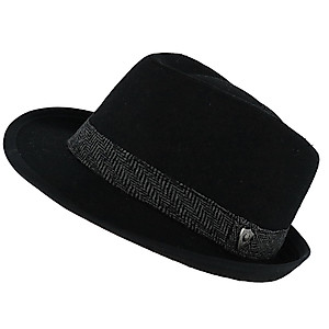 Ascentix Men’s Fedora, 2” Brim, Timeless Classic, Size 24 ¼” - 25”, XXL, Black