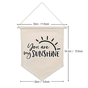 Canvas Hanging Flag Banner Wall Sign Decor Gift - 26 Letters Shower Gift - Baby Room Pendant for Baby Kids Girl Boy Nursery Teen Room Playroom Front Door - 11.81in x 13.5in