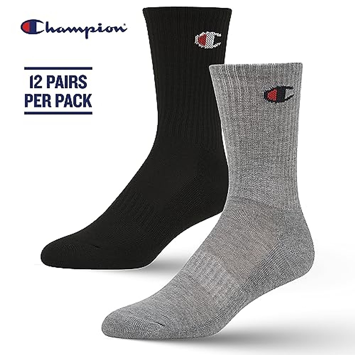 Champion Boys Socks and Girls Socks 12 Pair Crew Low Cut No Show Ankle Quarter Socks for Girls
